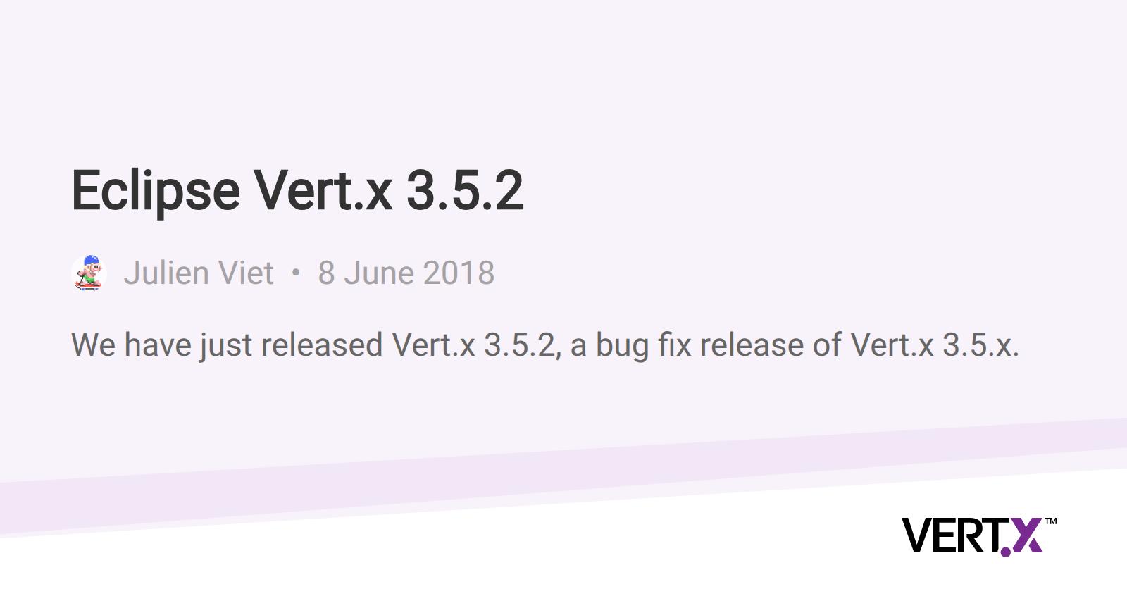 Eclipse Vert.x 3.5.2 | Blog | Eclipse Vert.x