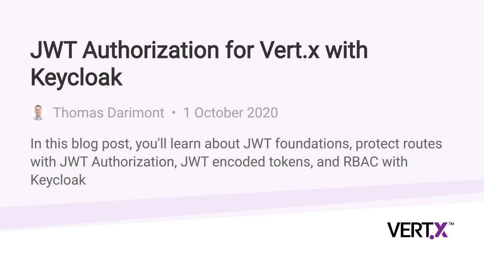 JWT Authorization for Vert.x with Keycloak | Blog | Eclipse Vert.x