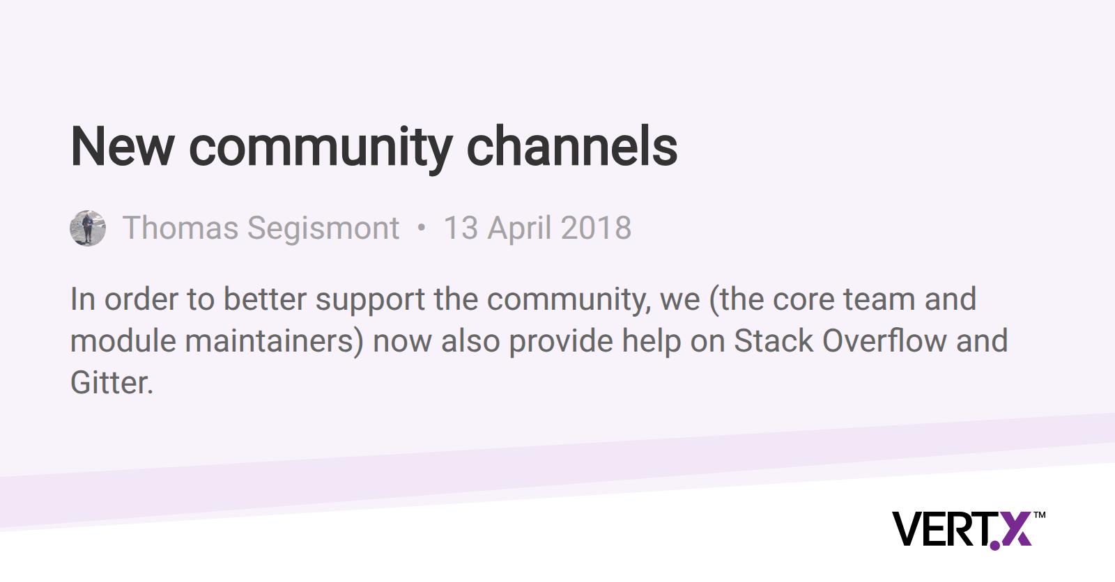 New community channels | Blog | Eclipse Vert.x