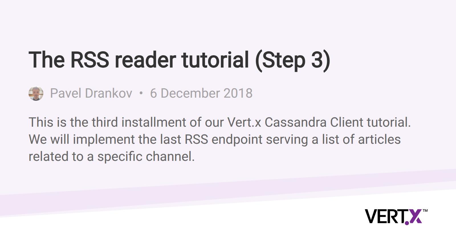 The RSS reader tutorial (Step 3) | Blog | Eclipse Vert.x