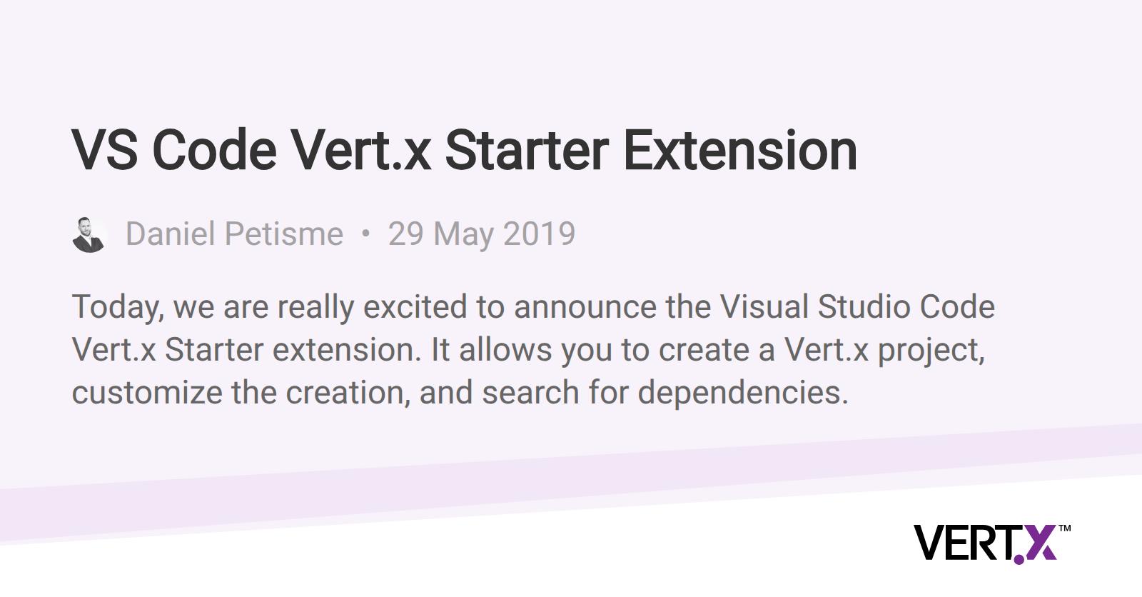 VS Code Vert.x Starter Extension | Blog | Eclipse Vert.x