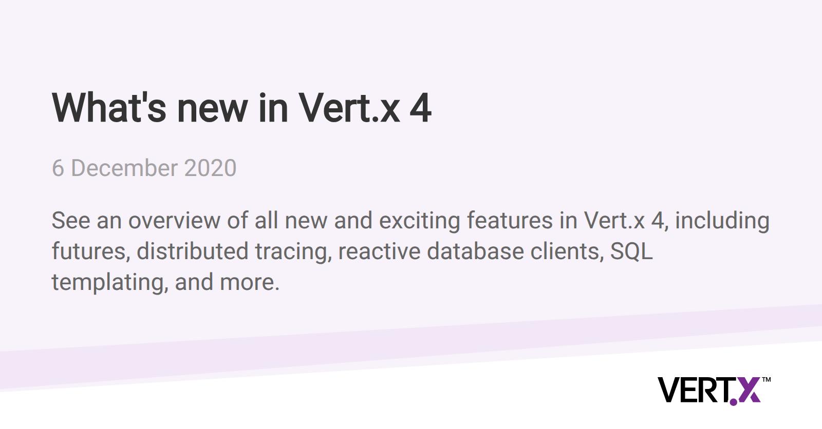 What's new in Vert.x 4 | Blog | Eclipse Vert.x